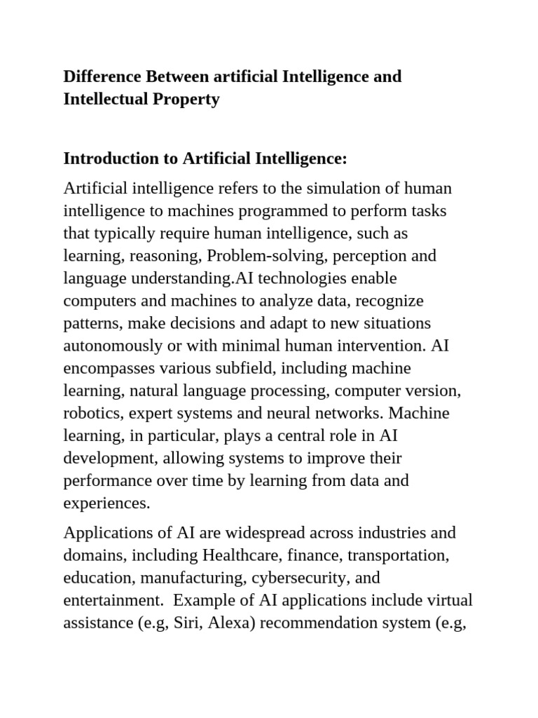 Difference Between Artificial Intelligence and Intellectual Property ...