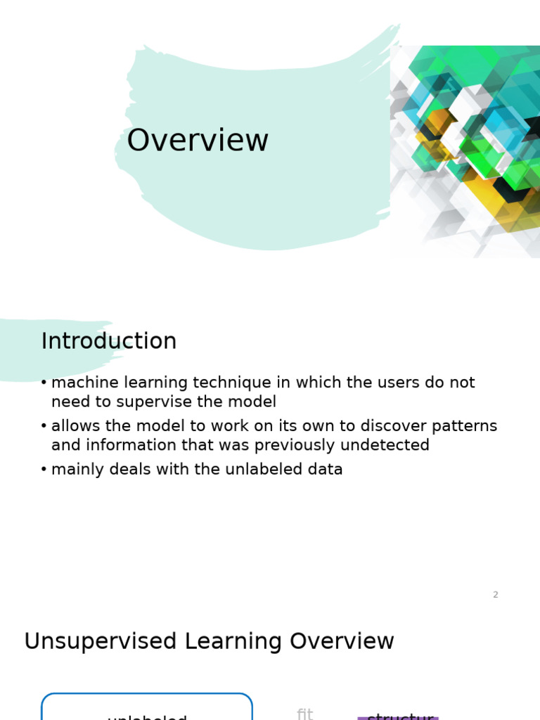 L05 Unsupervised Learning - Overview | PDF | Cluster Analysis | Machine Learning