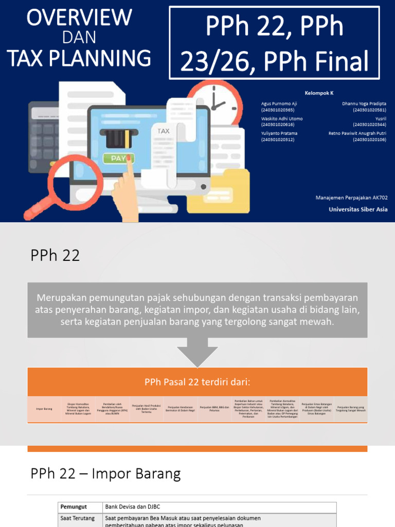 Manajemen Perpajakan - AK702 - Kelompok 2 - PPH 23, PPH 23-26, PPH Final | PDF