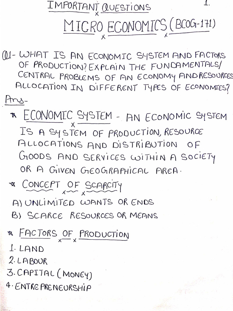 Micro Economics Important Questions | PDF