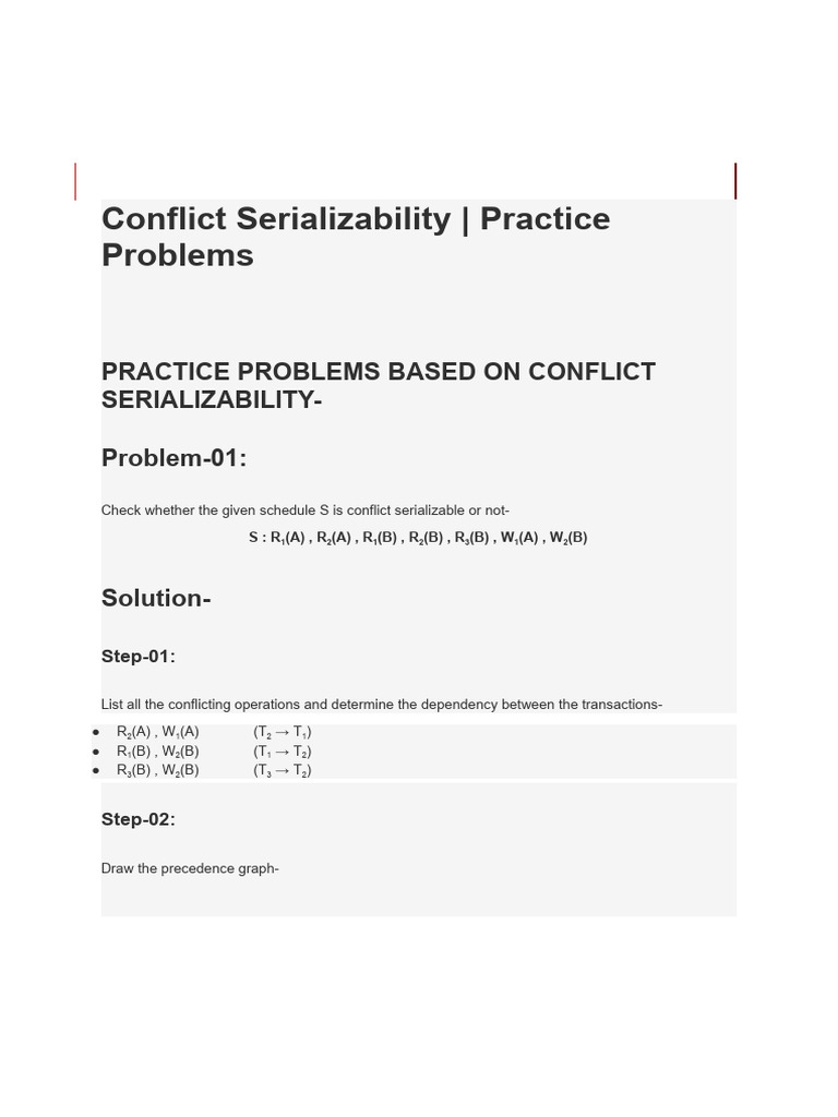 Problems On Serializability | PDF | Data Management | Distributed Computing