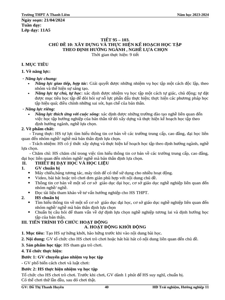 GA - HDTN - CHỦ ĐỀ 10 | PDF