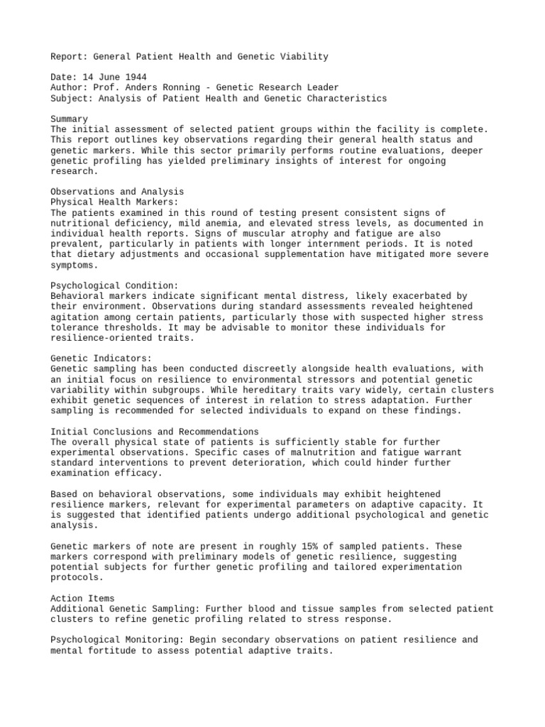 Report - General Patient Health and Genetic Viability | PDF ...