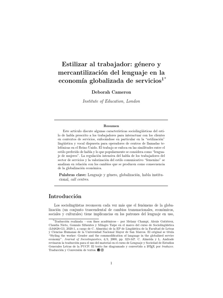 [Semana 15] Cameron (2000) | PDF | Comportamiento | Centro de llamadas