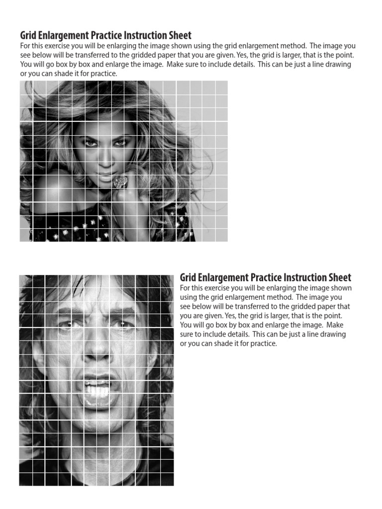 Grid Enlargement Practice Worksheet | PDF