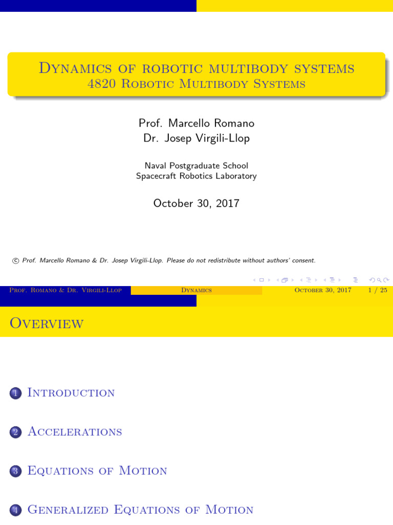 Dynamics Slides Romano V2 | PDF | Kinematics | Classical Mechanics