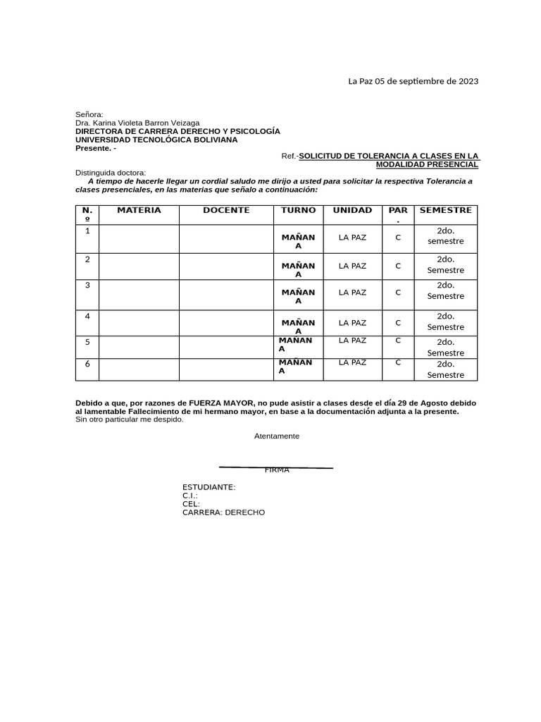 Carta de Solicitud UTB 2023 | PDF