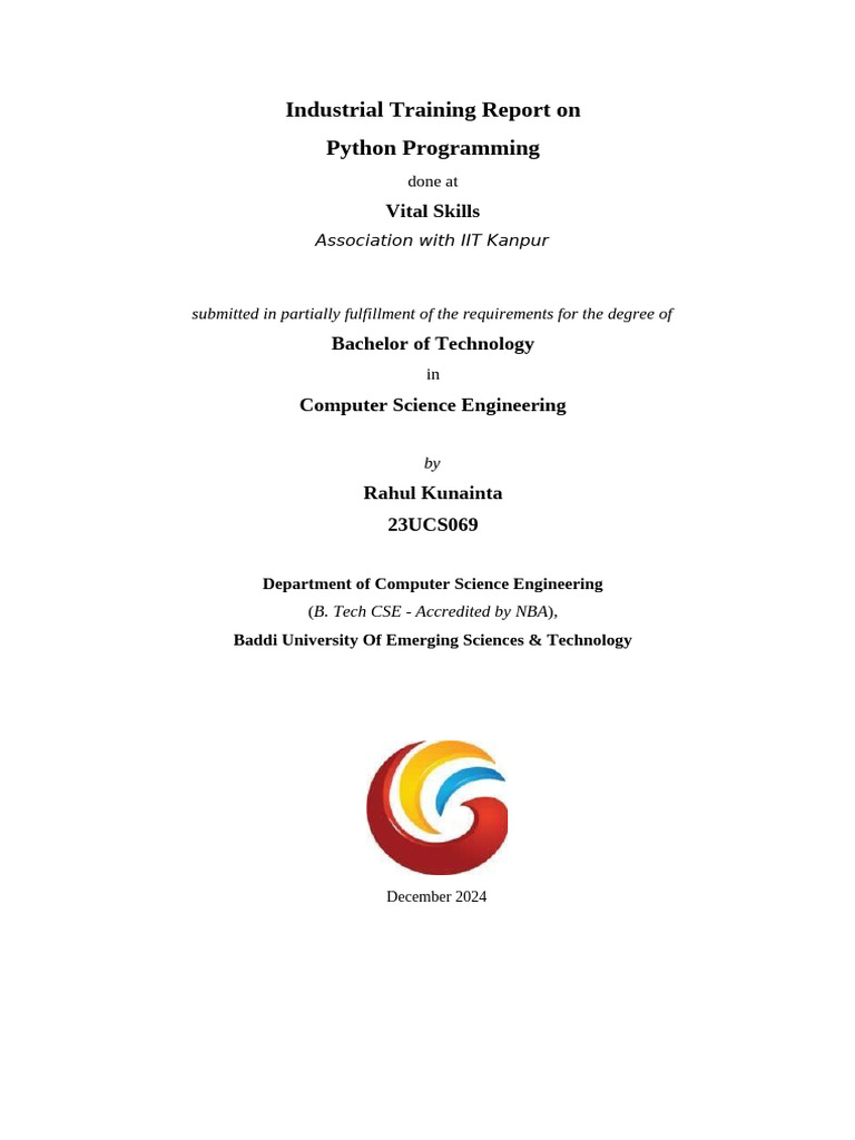 Industrial-Training-Report-On-Python-New - Compress (AutoRecovered) | PDF | Programming Language ...