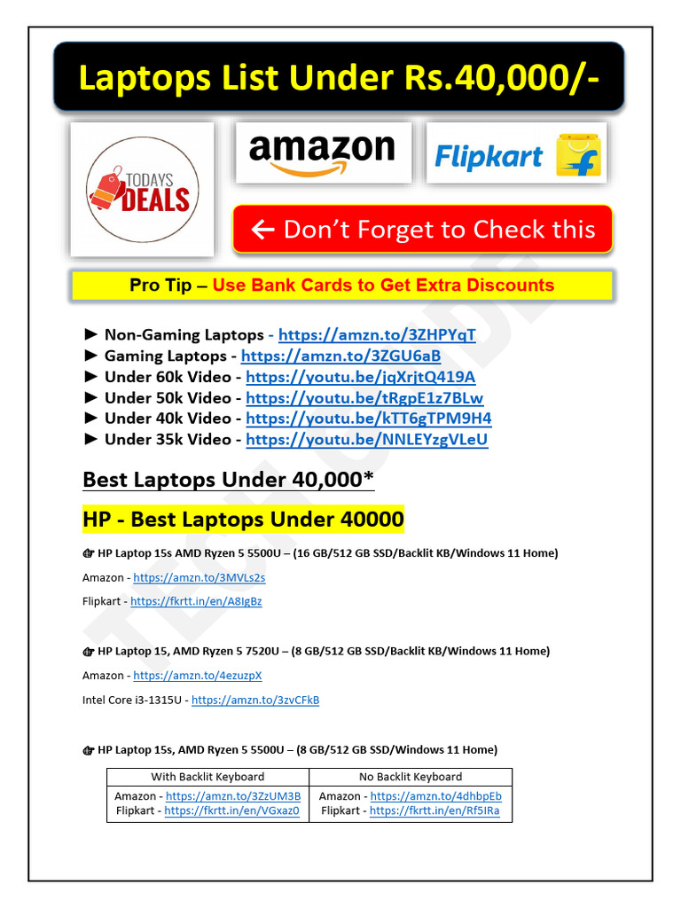 Tech Guide Laptop Under 40K | PDF | Microcomputers | Computer Hardware