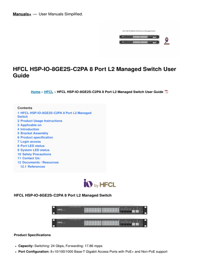 HSP Io 8ge2s C2pa 8 Port l2 Managed Switch Manual | PDF | Network ...