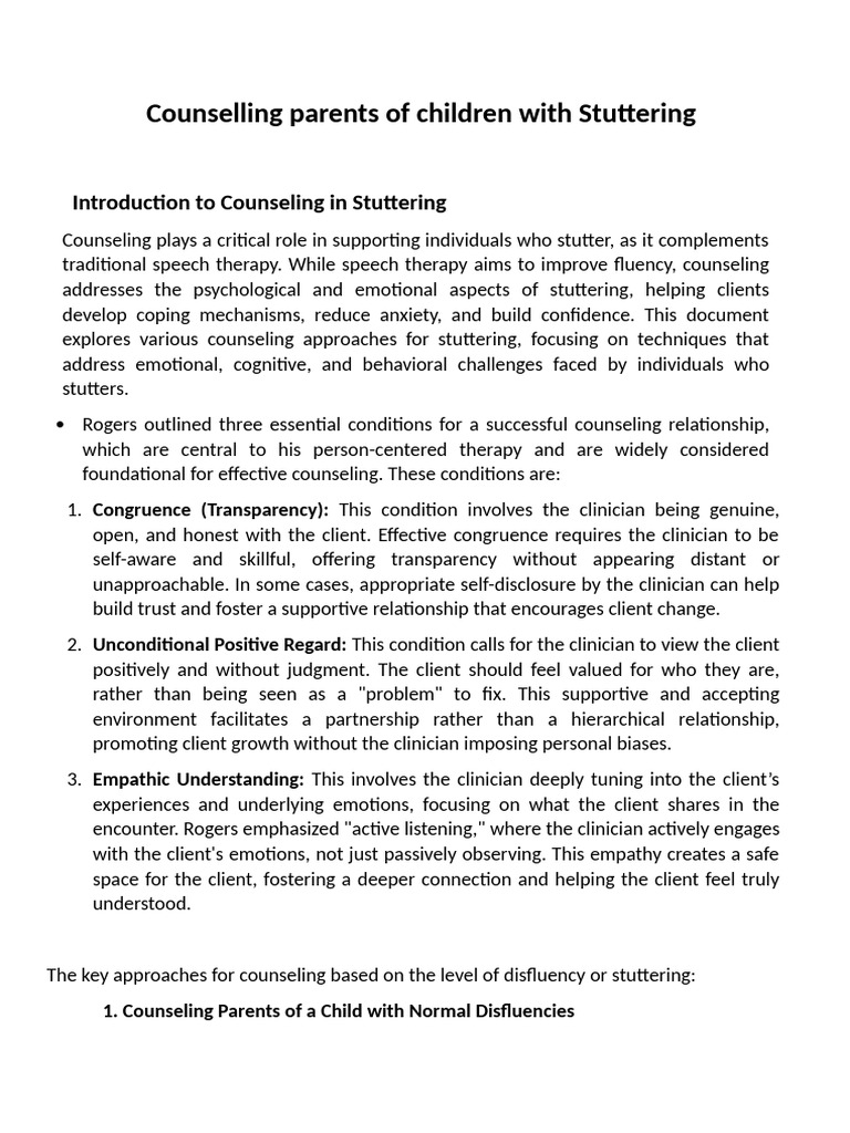 Counselling Parents of Children With Stuttering | PDF | Psychotherapy ...