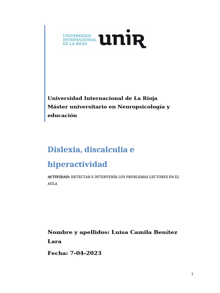 Intervención en problemas lectores en aula | PDF | Dislexia