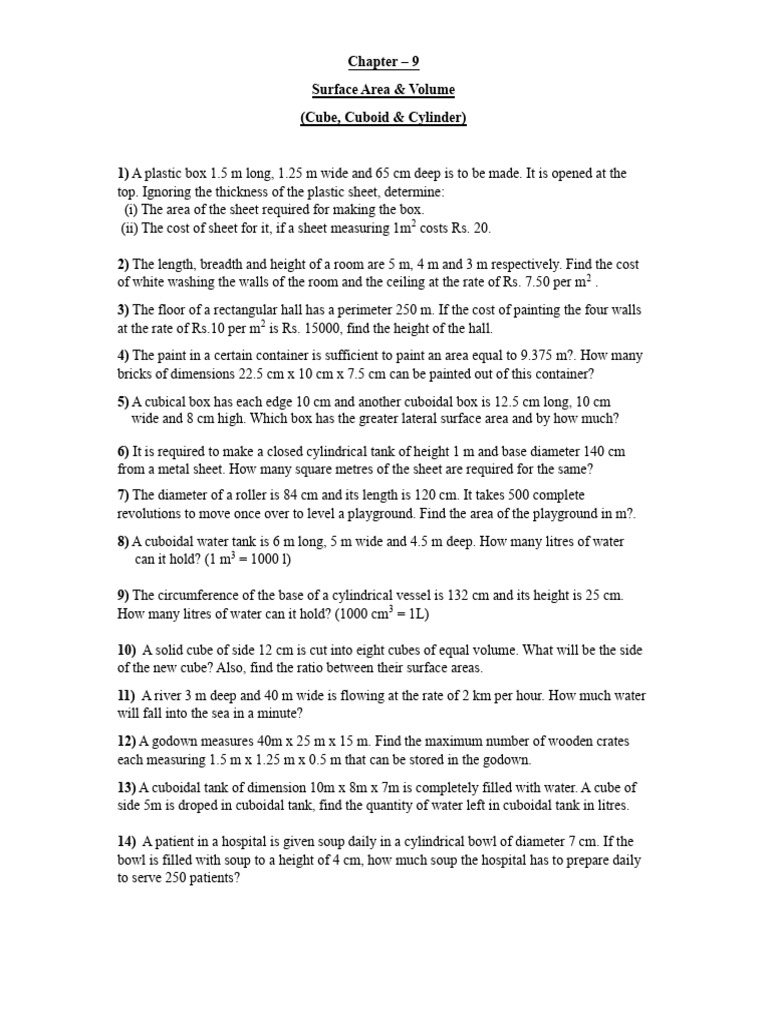 Surface Area and Volume Calculations | PDF | Area | Volume