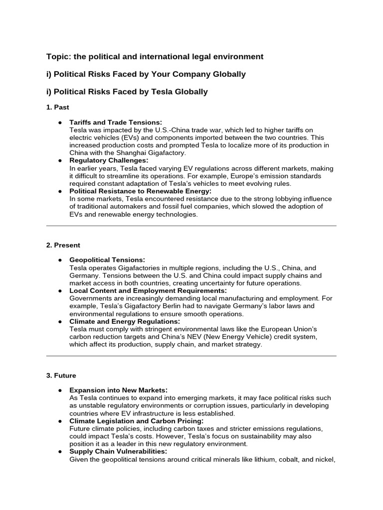 The Political and International Legal Environment | PDF | Electric ...