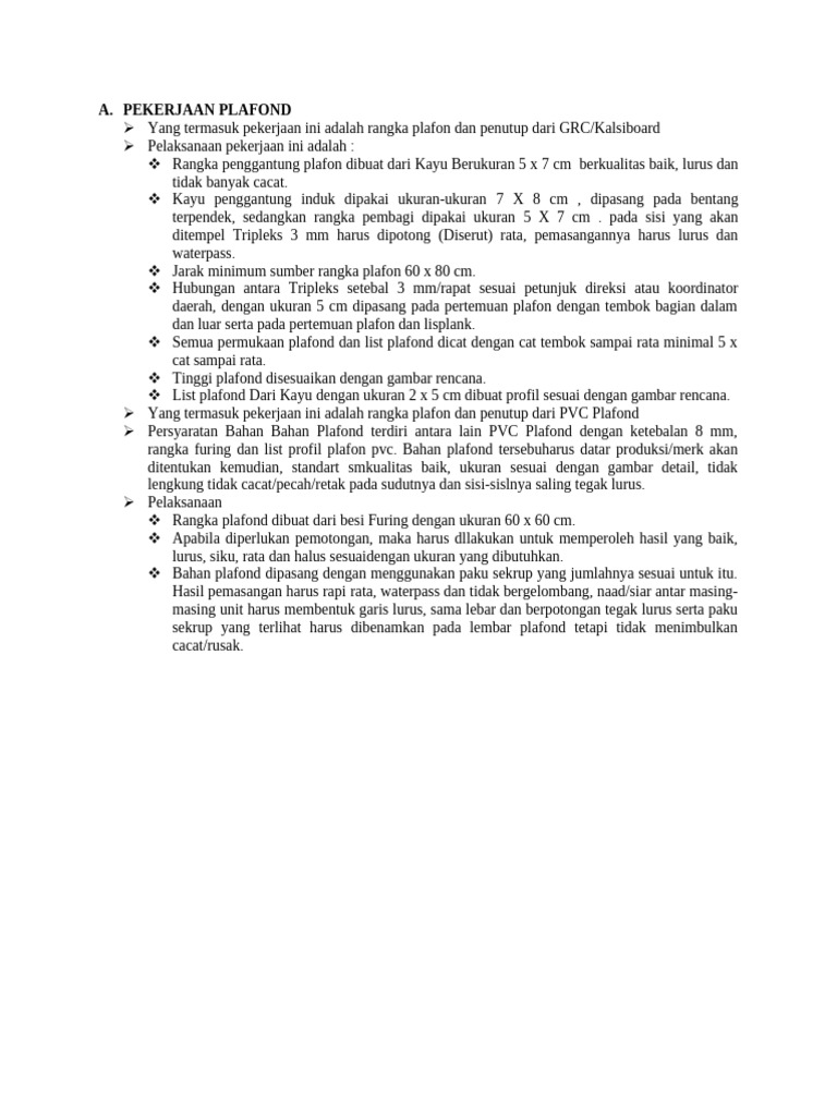 PEKERJAAN PLAFOND (GRC & PVC) | PDF