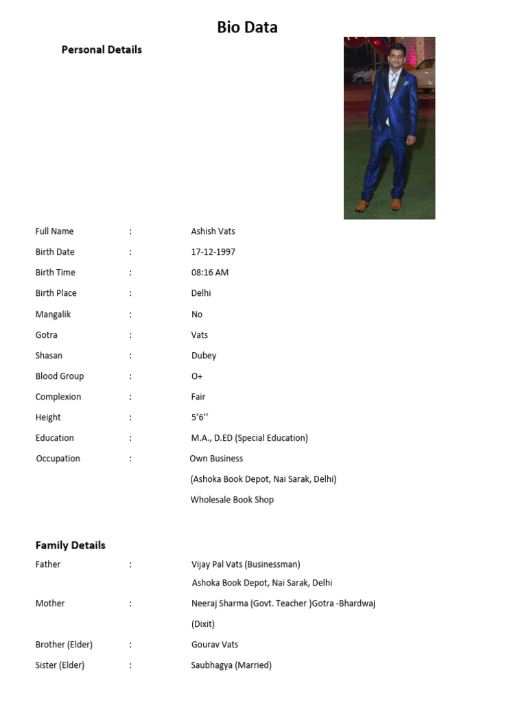 Ashish Vats Biodata 240505 214435 | PDF