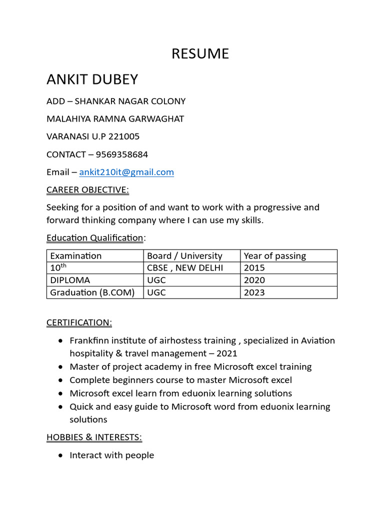 Resume Ankit Dubey | PDF