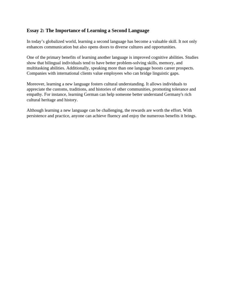 Why Learn a Second Language? | PDF