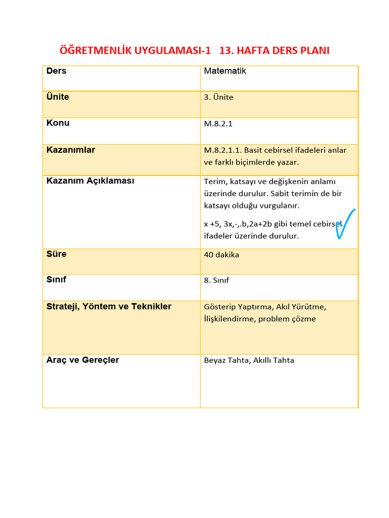 Edited - 11. Hafta Ders Planı | PDF