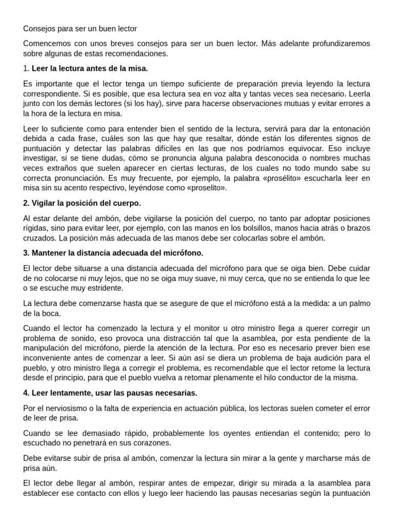 Consejos para Ser Un Buen Lector | PDF