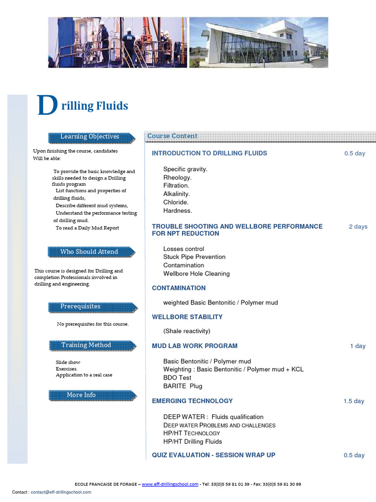 Drilling Fluids Training Course Objectives | PDF