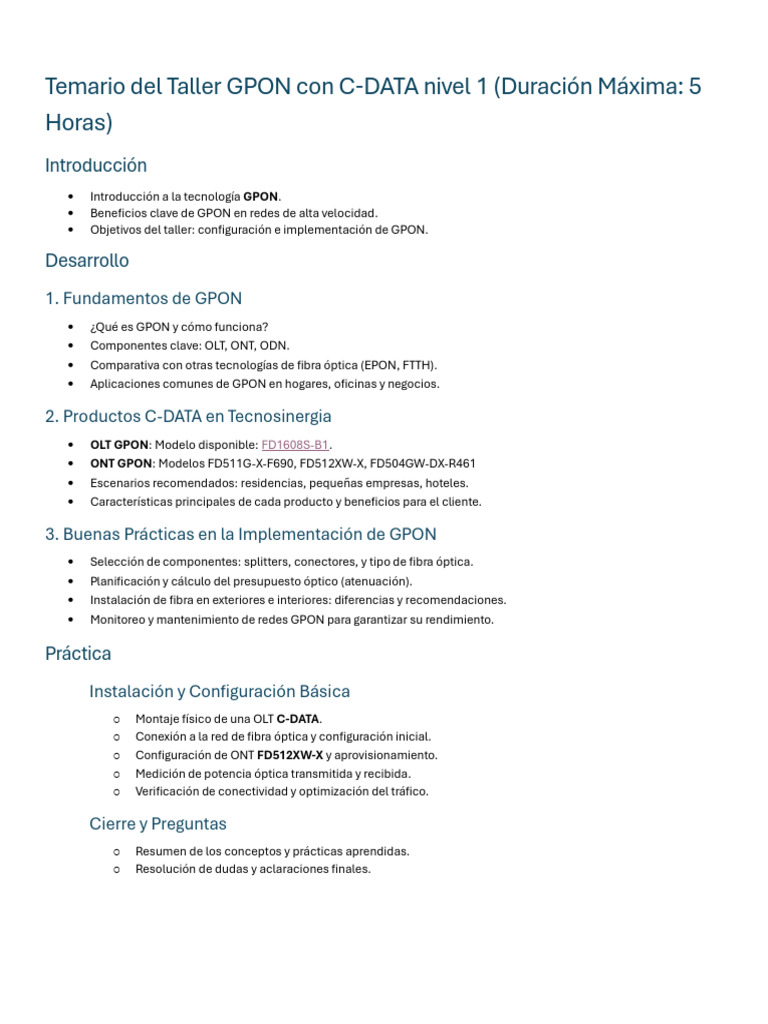 Taller GPON | PDF