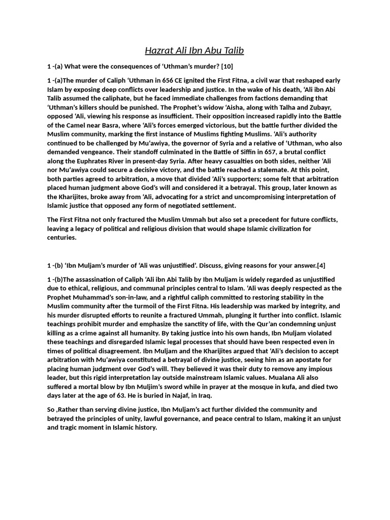 Hazrat Ali Ibn Abu Talib | PDF | Ali | Caliphate
