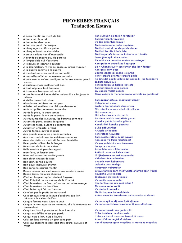 Proverbes Francais | PDF