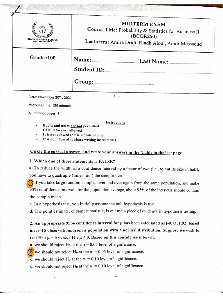 Solution Midterm 21 | PDF