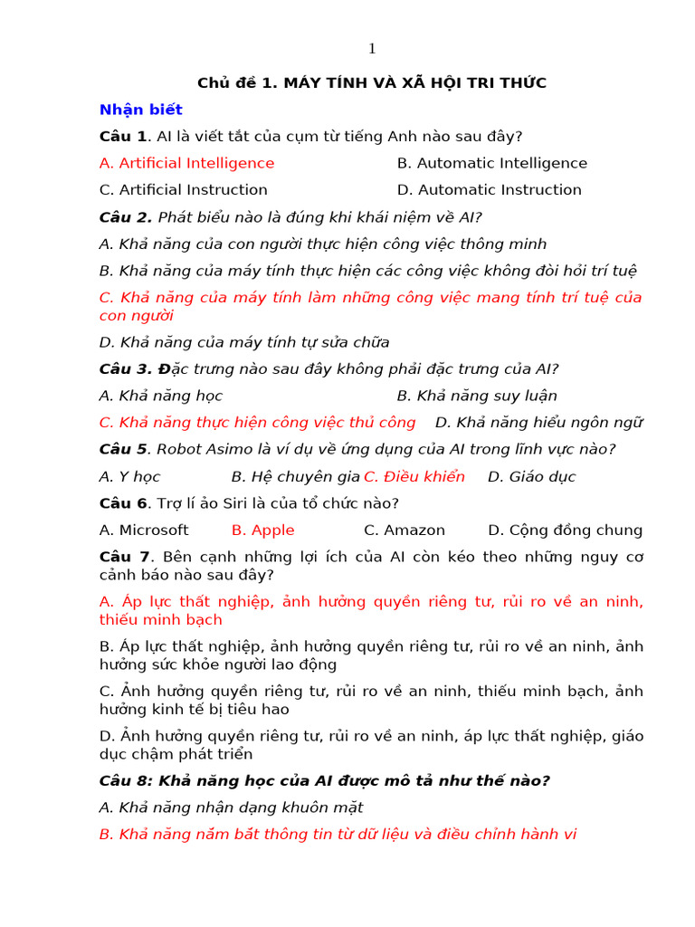 De Cuong Gk1 Tin Hoc 12 | PDF