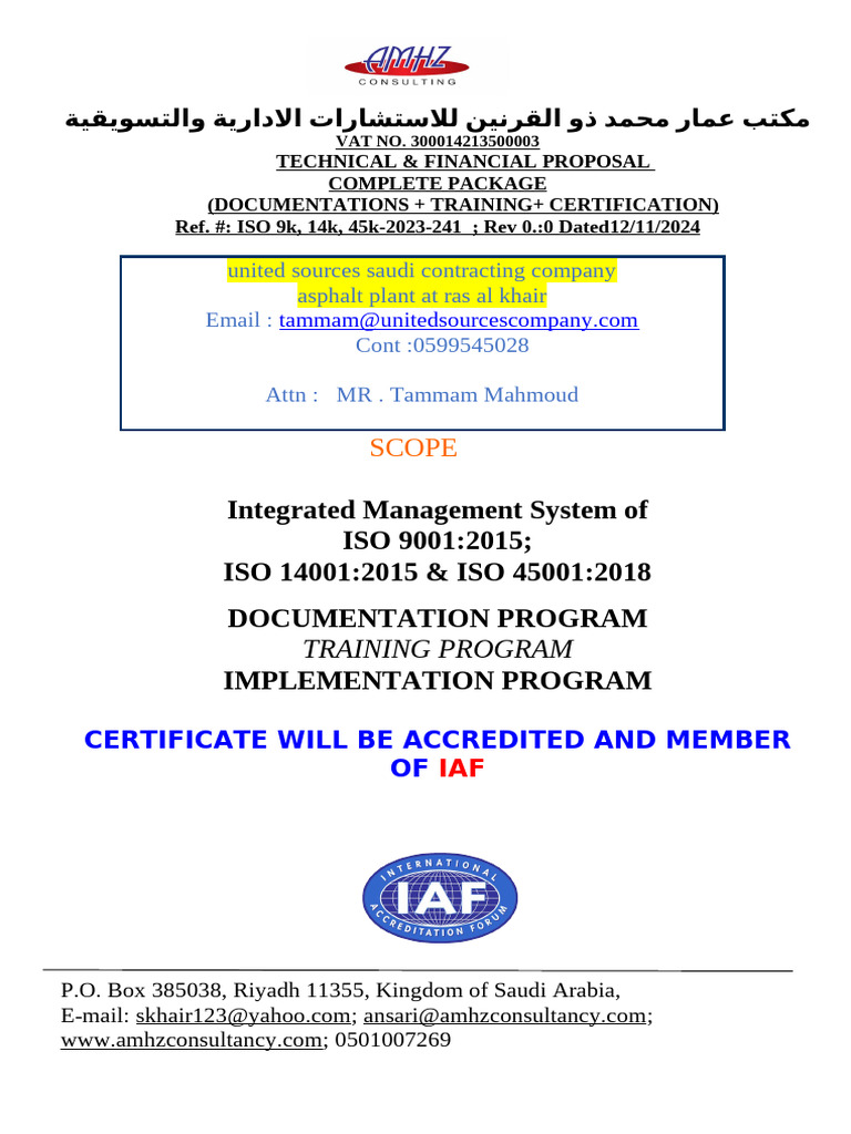 A J Corporation. ISO 9k 14k 45k | PDF | Quality Management System | Iso ...