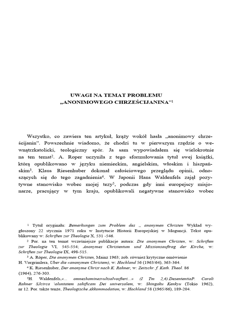 5 Rahner - Anonimowy Chrzescijanin | PDF