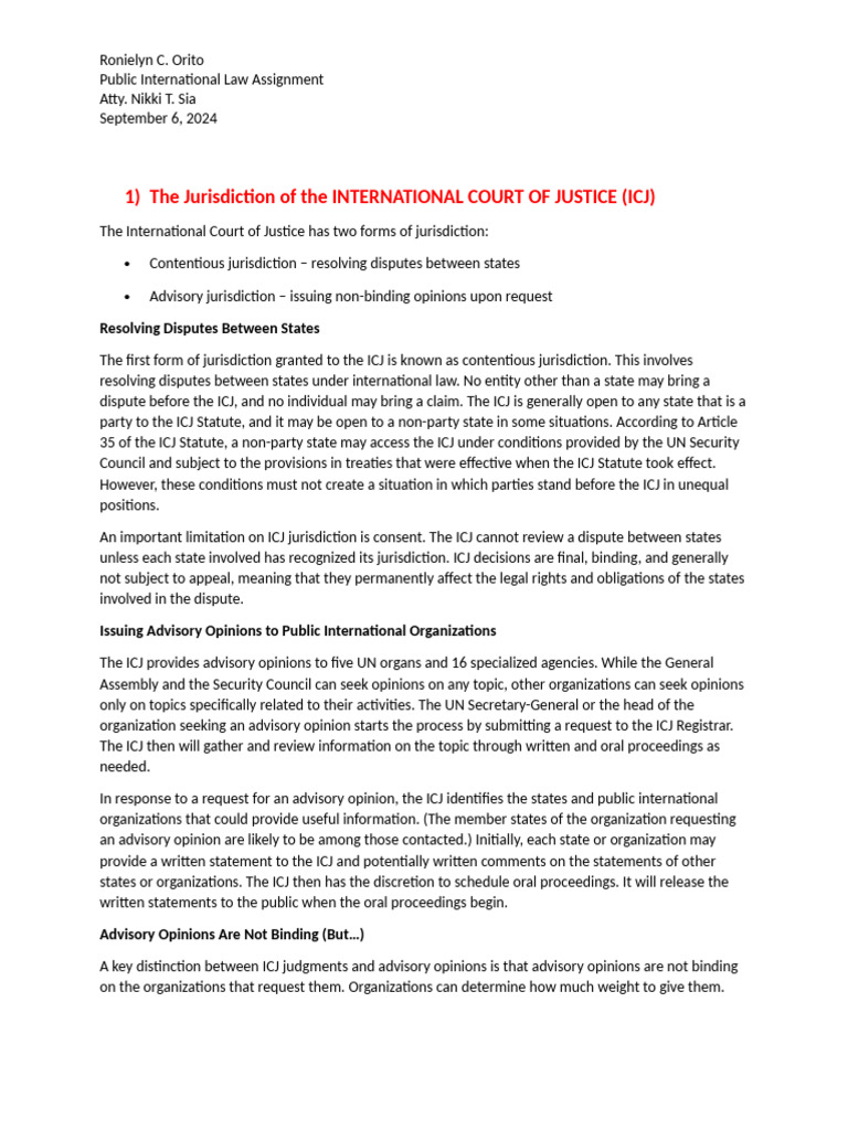 ICJ Jurisdiction and Election Process Explained | PDF | Government ...