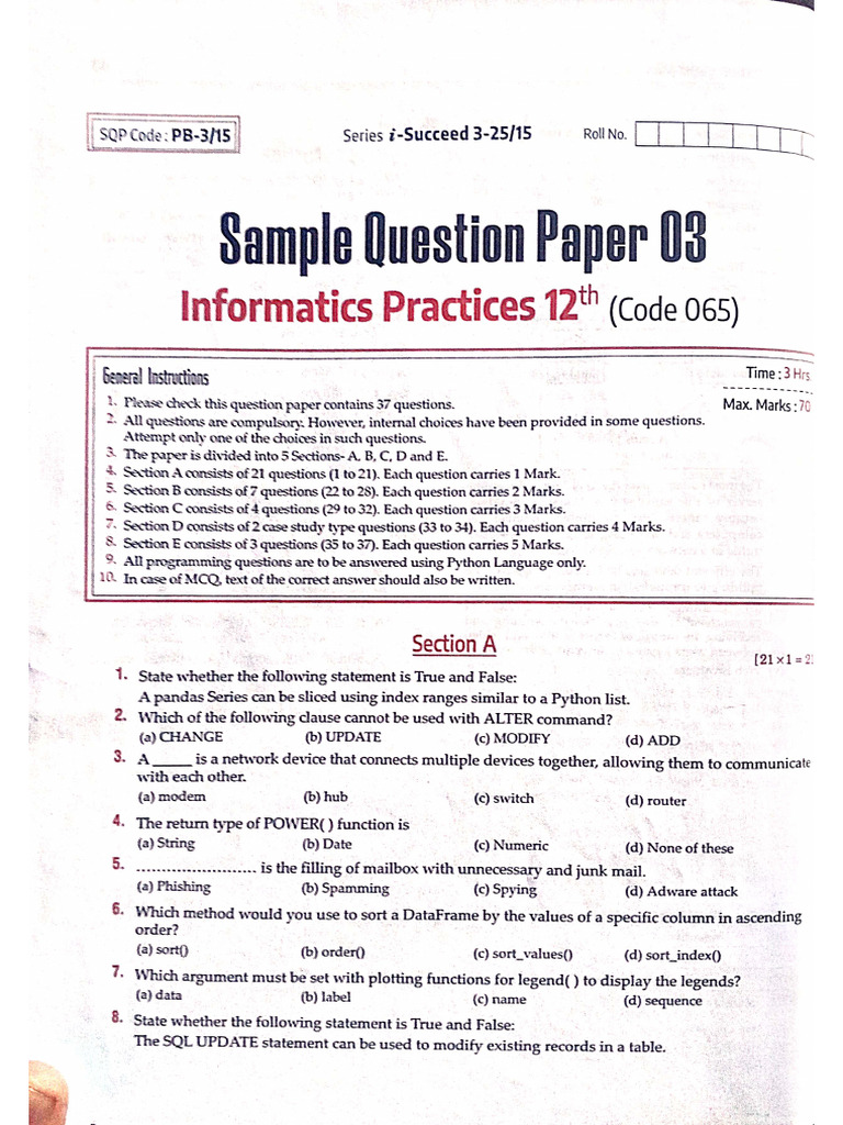 Sample Paper 5 | PDF
