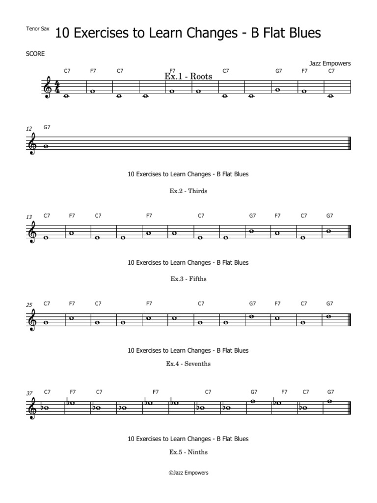 10 Ex. To Learn Changes - BB Blues-Tenor - Sax | PDF | Elements Of ...