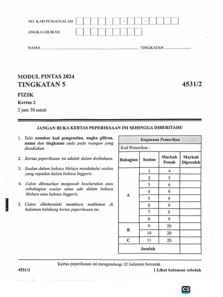 Trial K2 Fizik 2024 - Selangor | PDF