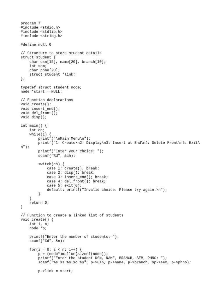 C Programs for Data Structures Operations | PDF | Queue (Abstract Data Type) | Software Development