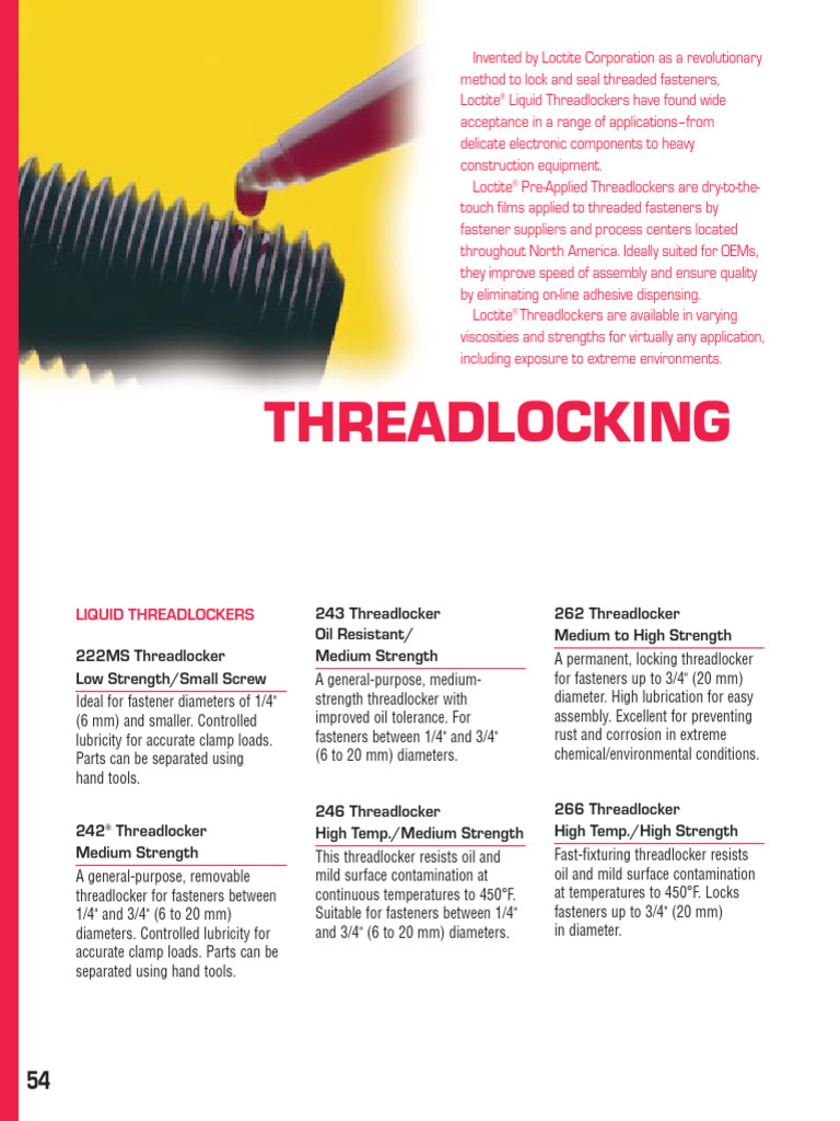 threadlocking | PDF | Screw | Materials