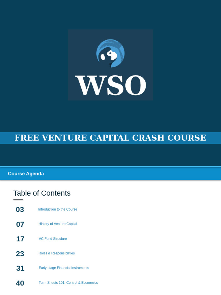 Free VC Crash Course Deck | PDF | Corporate Finance | Venture Capital