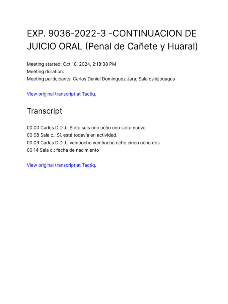Exp. 9036-2022-3 - Continuacion de Juicio Oral (Penal de Cañete y ...
