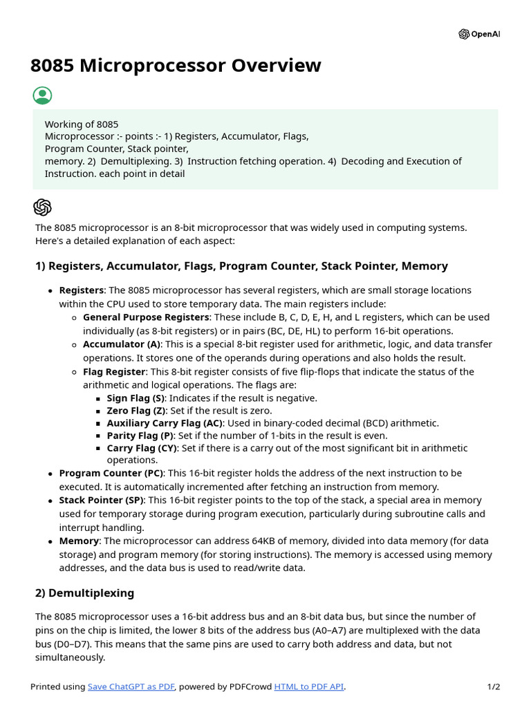 8085 Microprocessor Overview - Backup | PDF | Central Processing Unit | Office Equipment