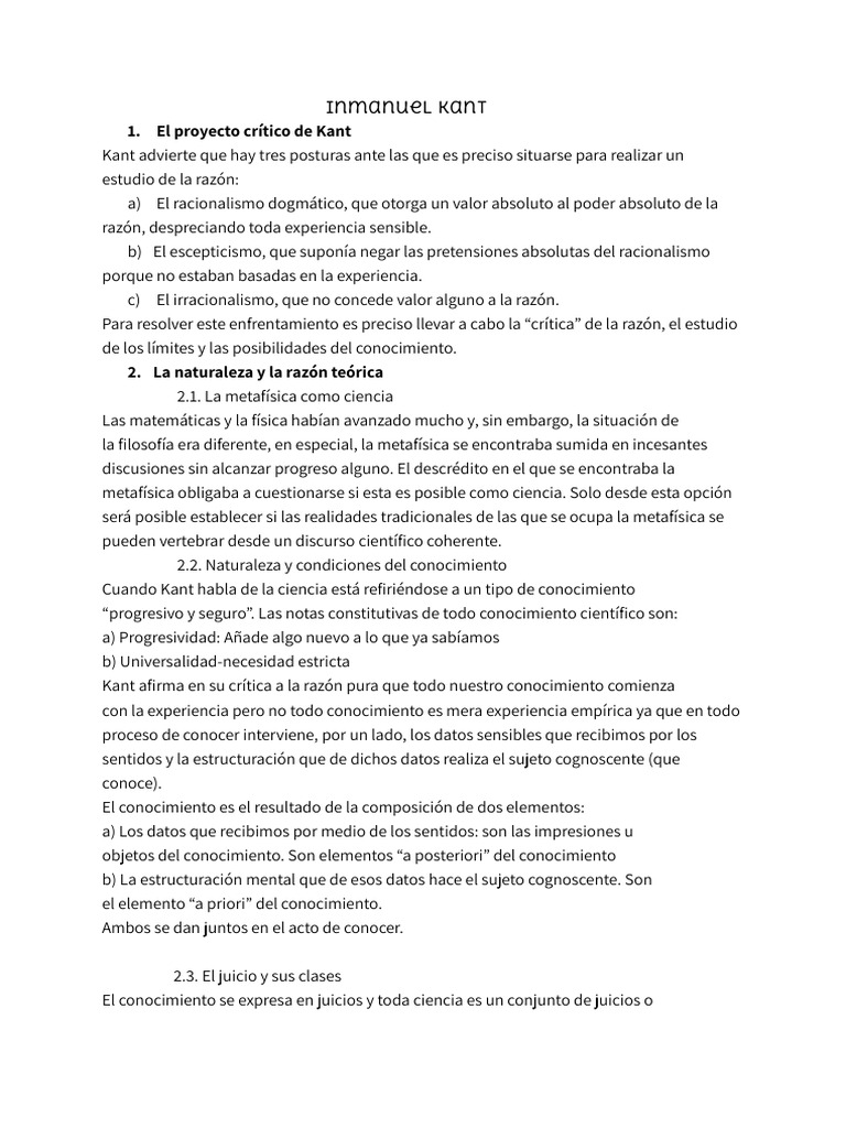 Immanuel Kant | PDF | Immanuel Kant | A priori y a posteriori