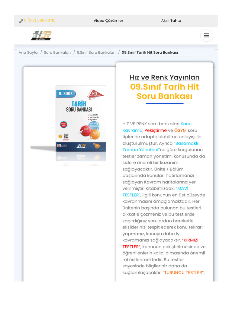 09.sınıf Tarih Hit Soru Bankası: Hız Ve Renk Yayınları Hız Ve Renk Yayınları Hız Ve Renk ...