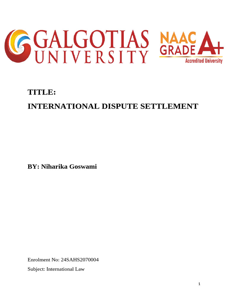 International Law Assignment | PDF | Mediation | Alternative Dispute Resolution