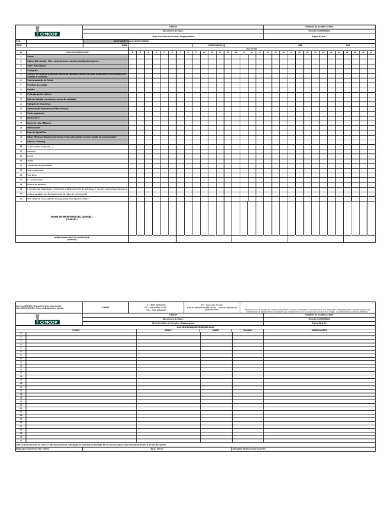 Form - Ist 01-41 Obra 251 Check List Van | PDF