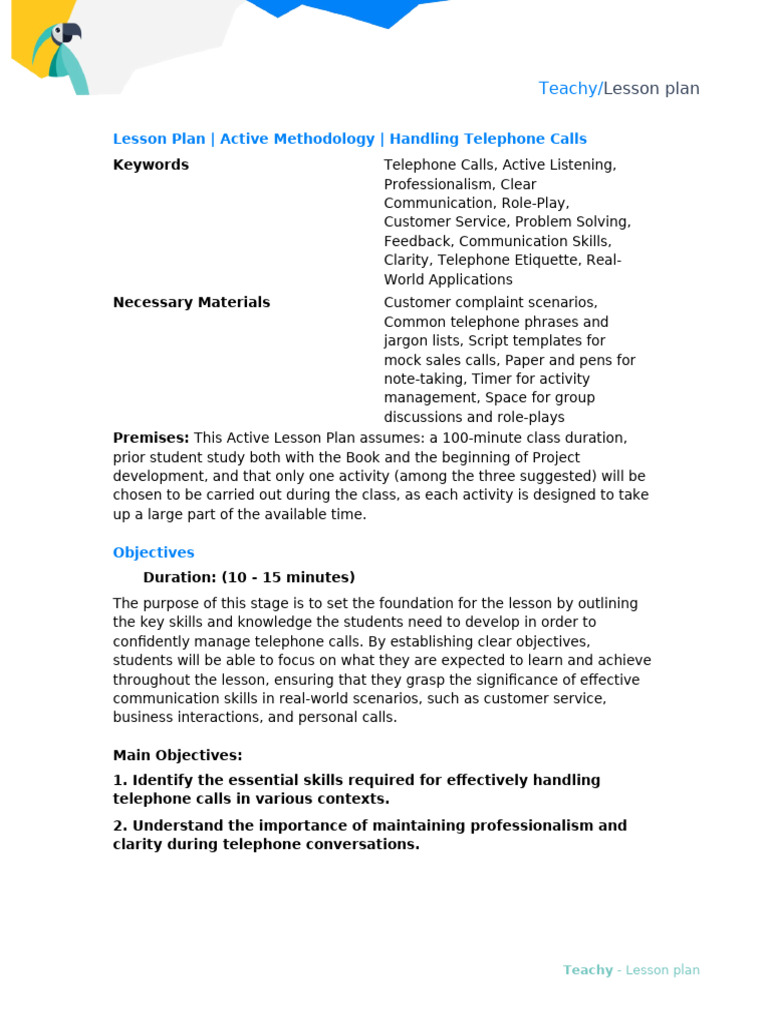 Telephone Communication Skills Lesson | PDF | Communication | Conversation