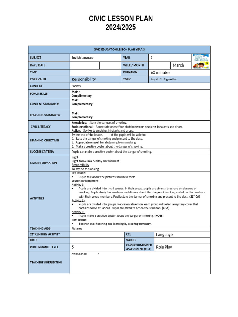 RPH Bi Year 3 (P.sivik 1 - Mac #Responsibility | PDF | Lesson Plan ...