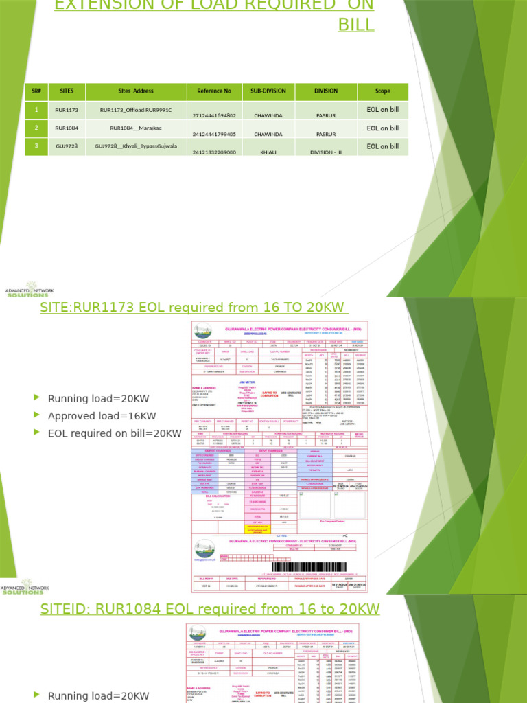 Extension of Load On Bill | PDF