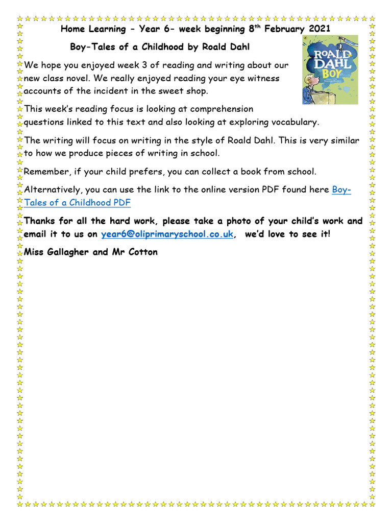 Y6 Boy Tales of A Childhood Week 4 | PDF | Sentence (Linguistics ...