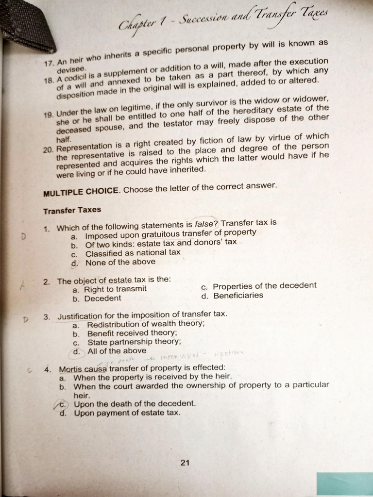 Chap1 Succession and Transfer Taxes | PDF